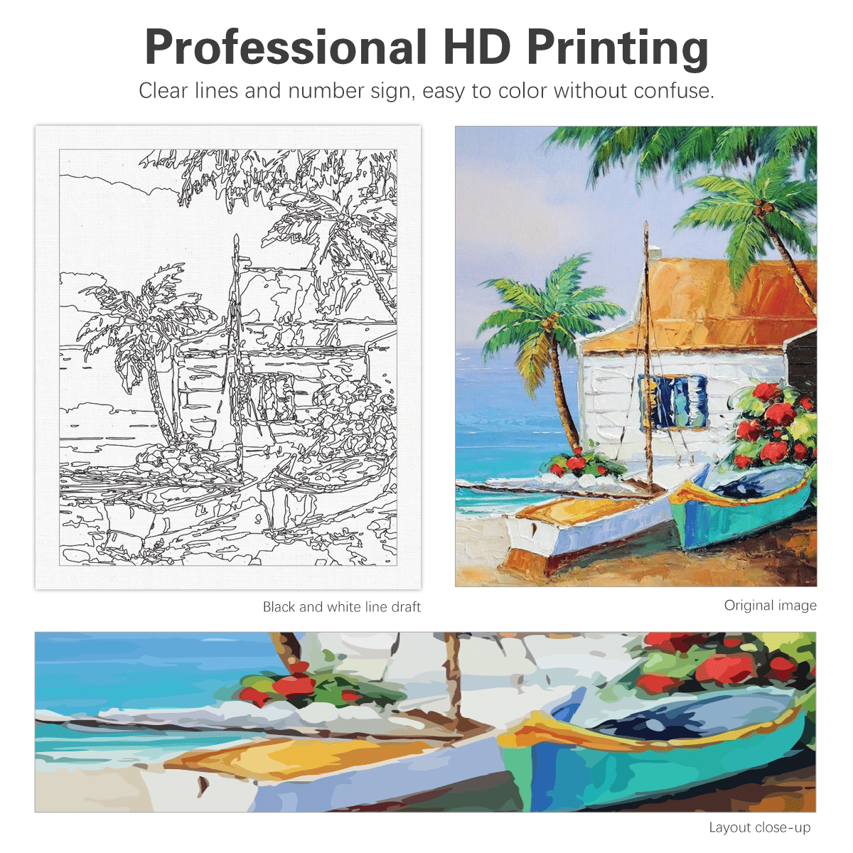 DIY Painting By Numbers Coconut Tree Picture Coloring By Numbers For ...