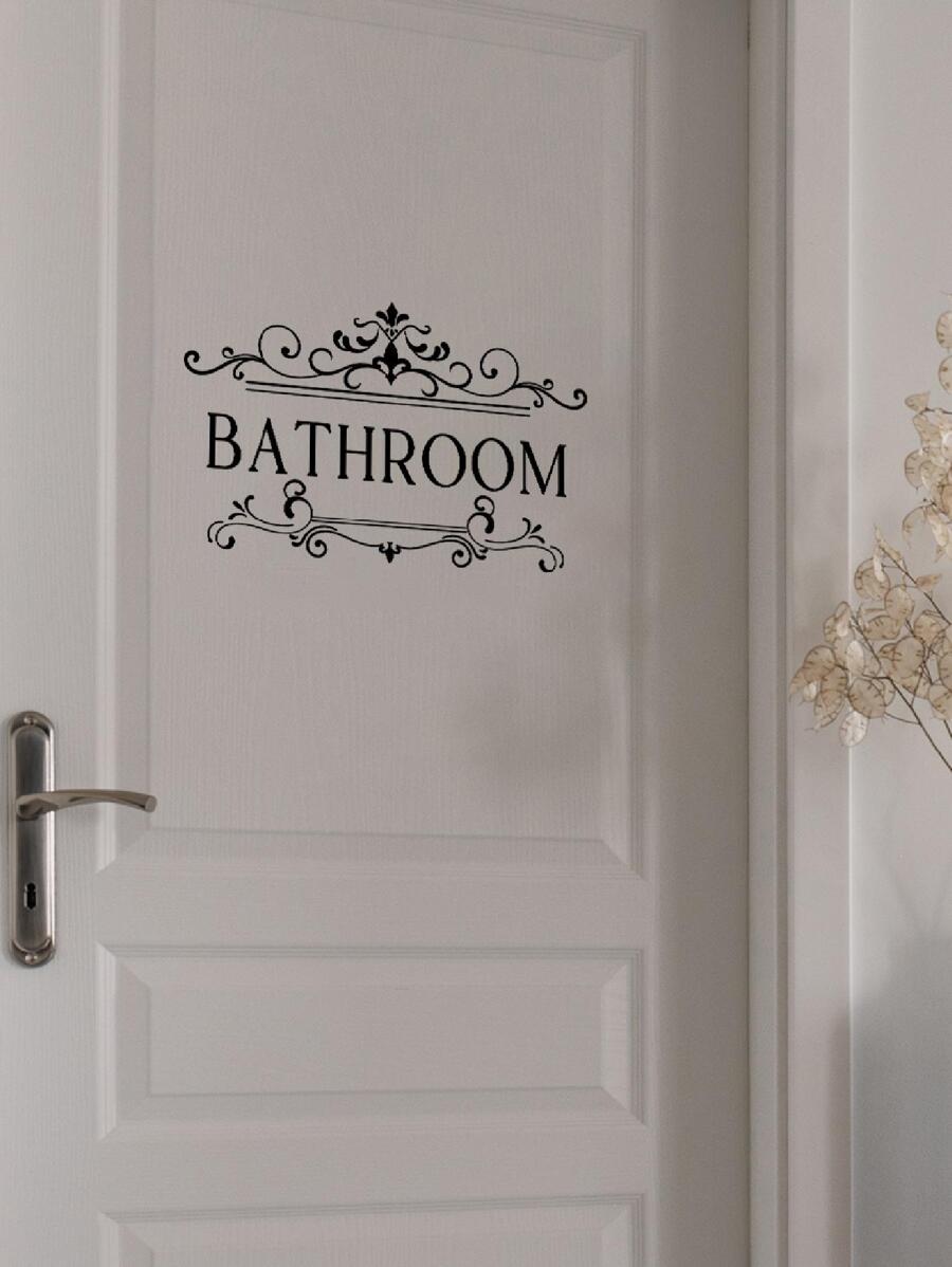 1pc PVC Wall Decal, Modern Letter Graphic Wall Sticker For Bathroom ...