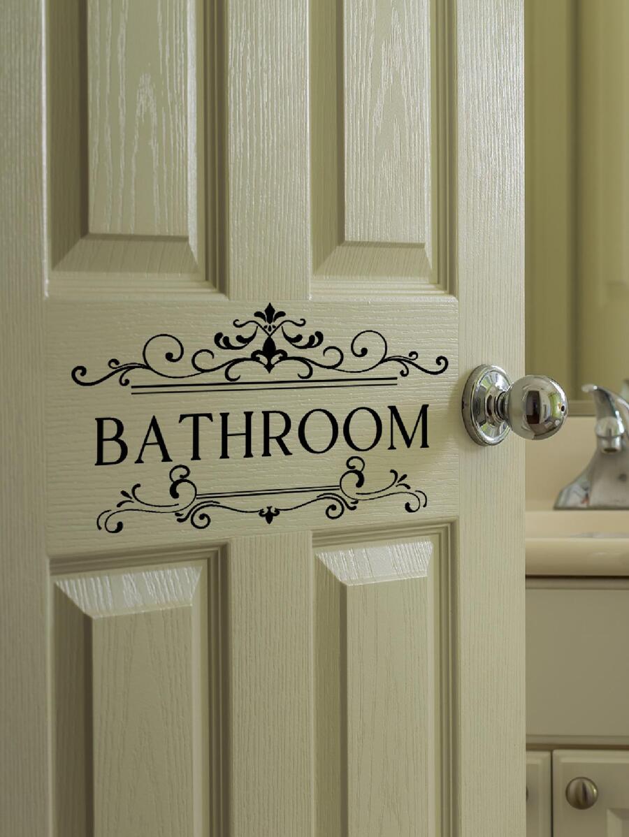 1pc PVC Wall Decal, Modern Letter Graphic Wall Sticker For Bathroom ...