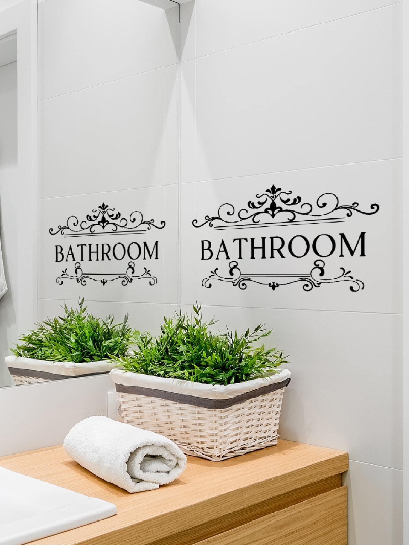 1pc PVC Wall Decal, Modern Letter Graphic Wall Sticker For Bathroom ...