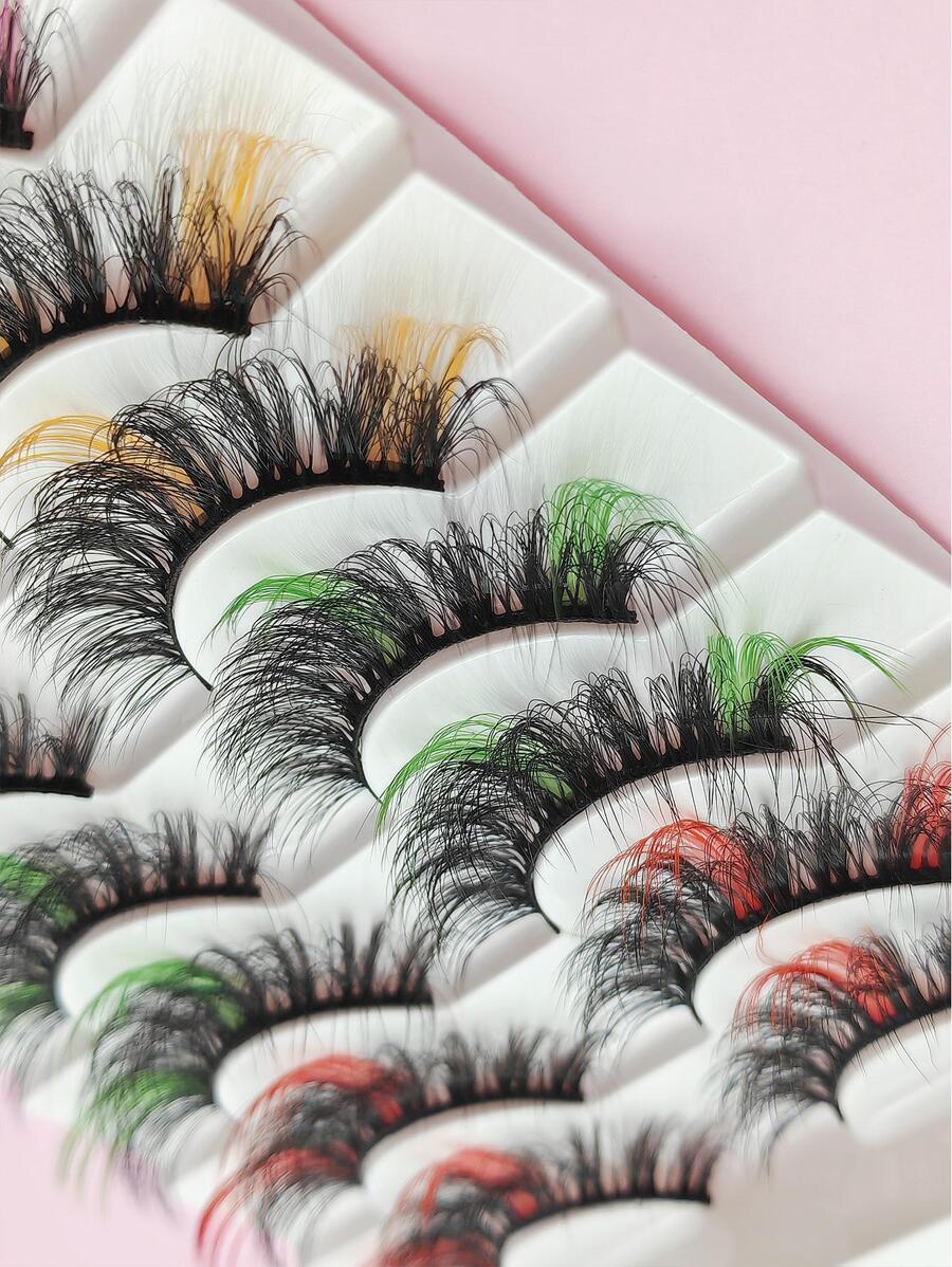 SHEIN X Candylover89 Colored Lashes Fluffy Faux Mink Eyelashes Pink End ...