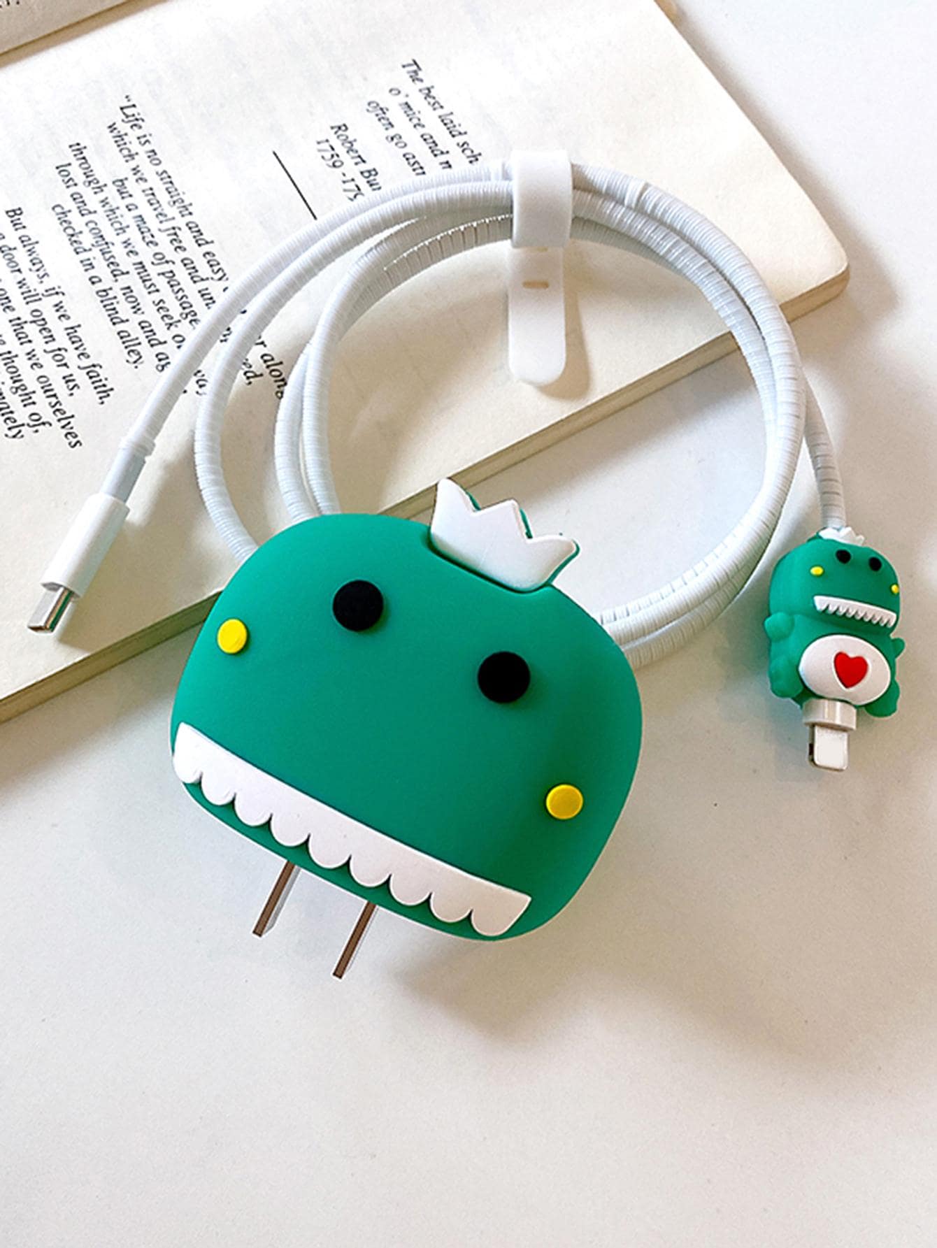 4pcs Dinosaur Design Data Cable Protector & Charging Head Cover | SHEIN USA