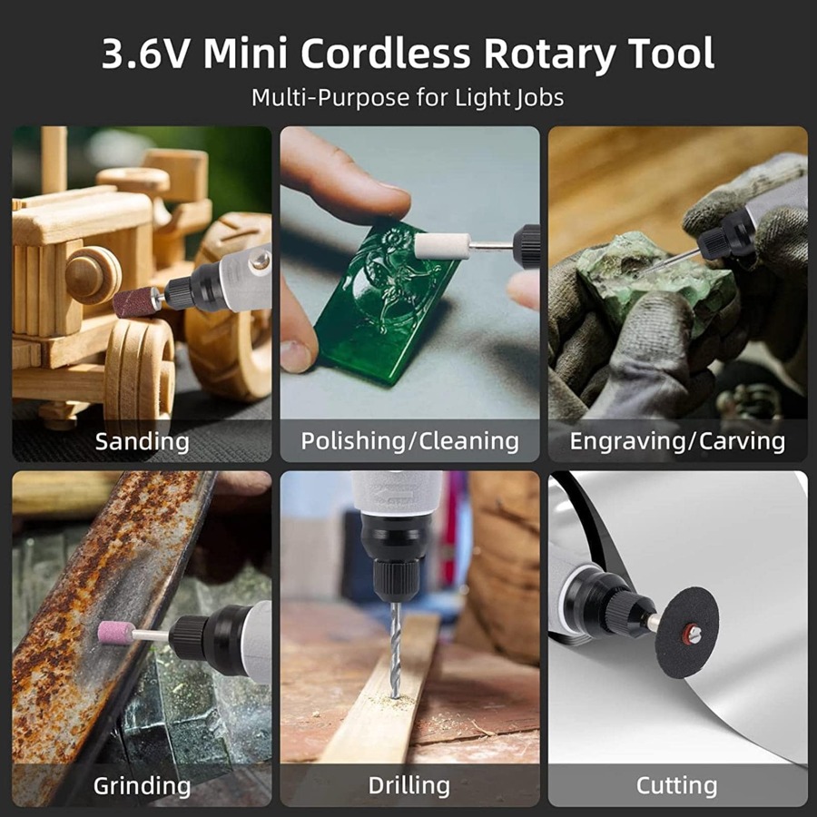 Cordless Rotary Tool Kit, 3-Speed and USB Charging 3.6V Rotary Tool Kit ...