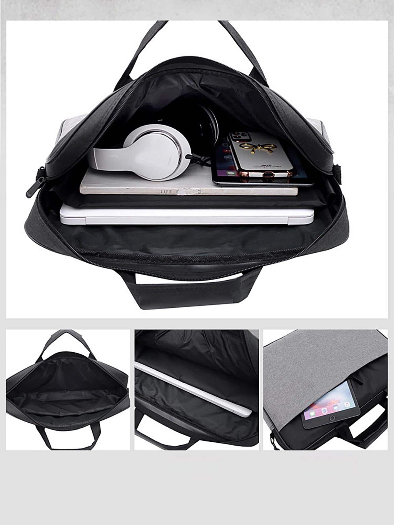 1pc 15.6-Inch Color-Block Business Laptop Bag, Commuting, Durable ...