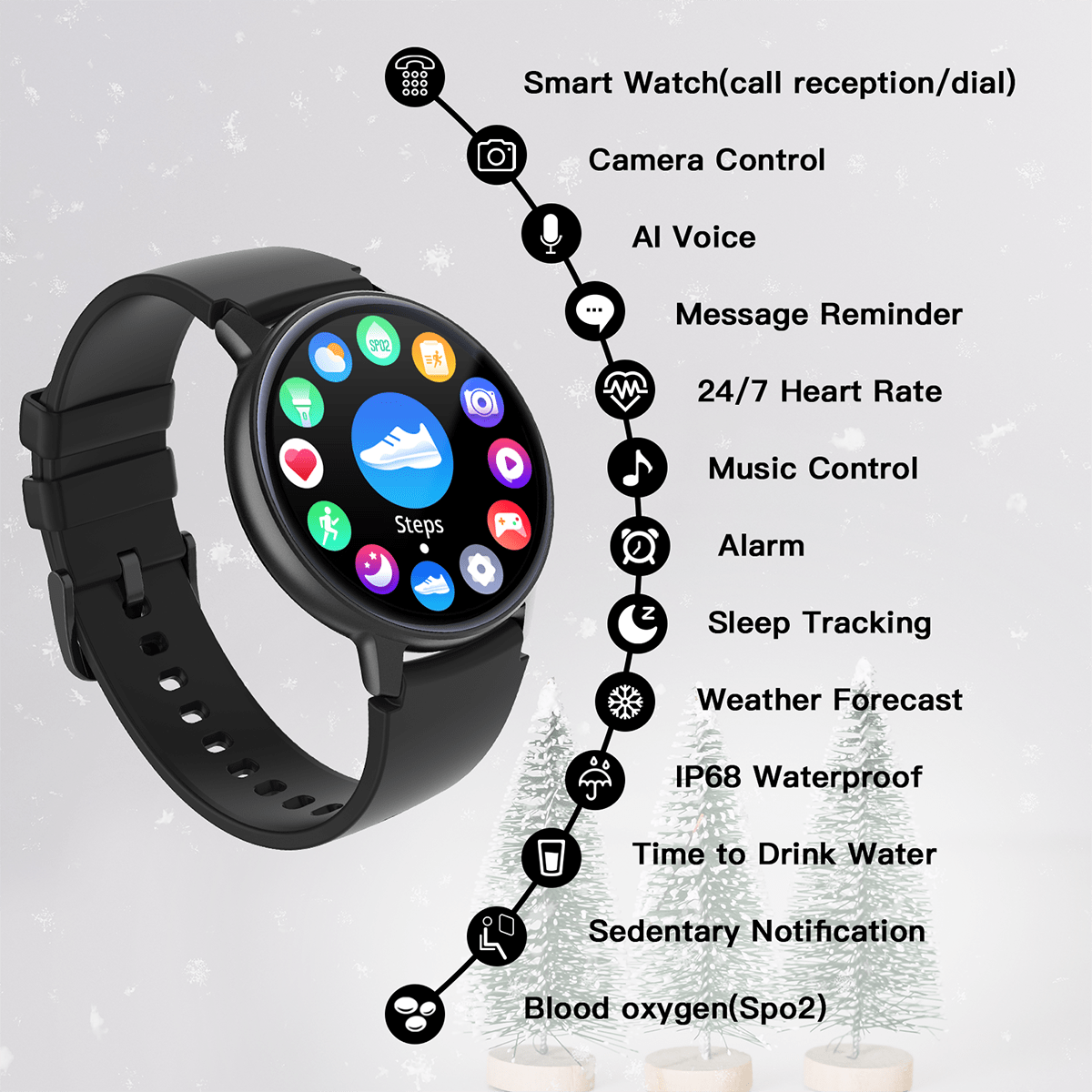 1.3'' Smart Watch Answer/Make Calls, HD Touchscreen Always-on Display ...