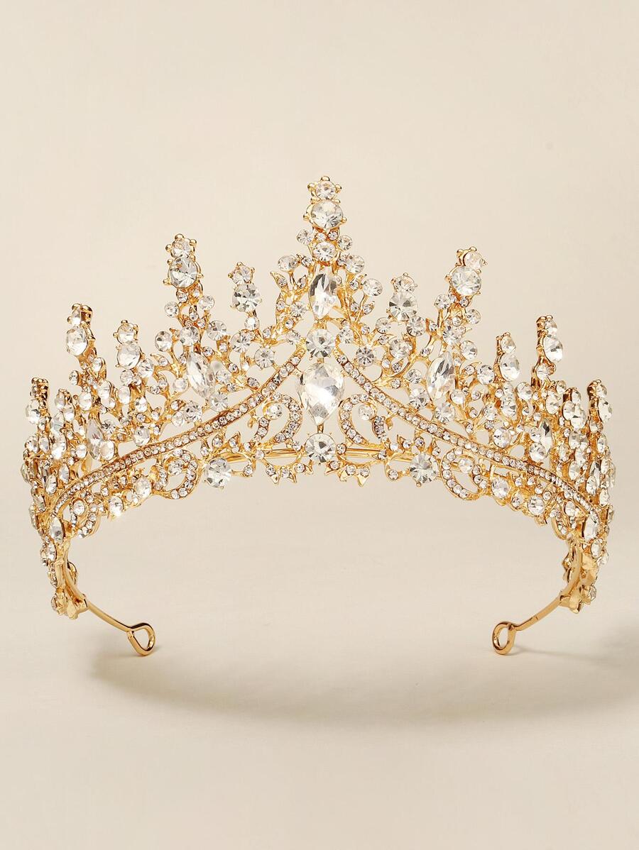 Crystal Wedding Gold Tiara And Crown Matching Rhinestone Wedding ...