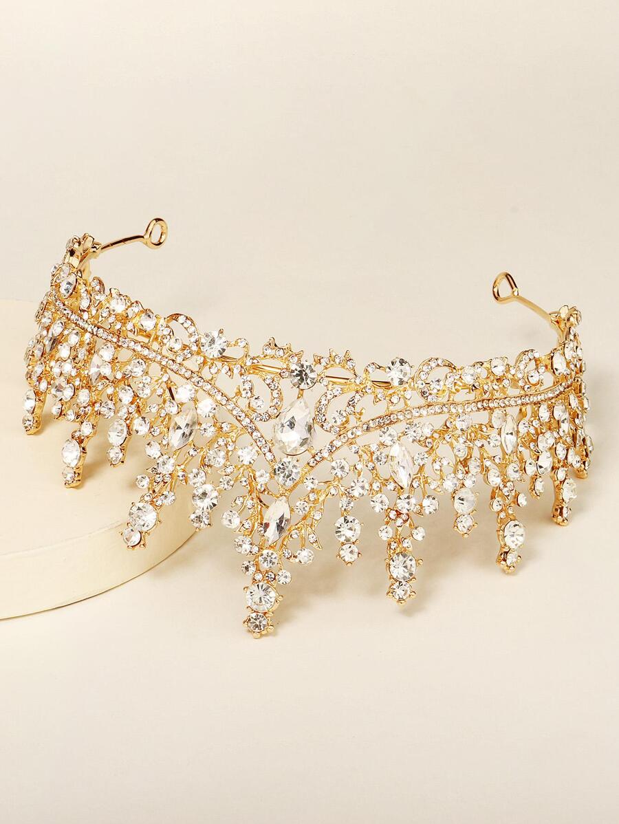 Crystal Wedding Gold Tiara And Crown Matching Rhinestone Wedding ...