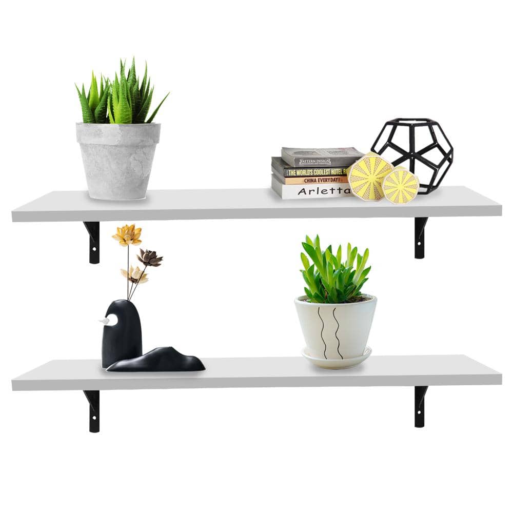 2 Display Ledge Shelf Floating Shelves Wall Mounted with Bracket for ...