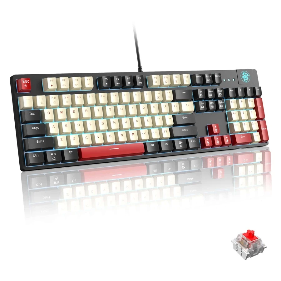 Mechanical Gaming Keyboard Armor LED Rainbow Backlit and Wired USB 104 ...