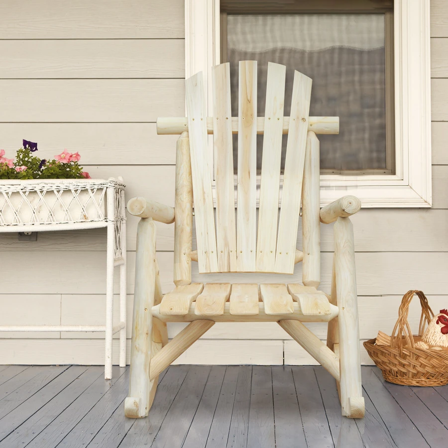 Outsunny Outdoor Wooden Rocking Chair, Rustic Adirondack Rocker with ...