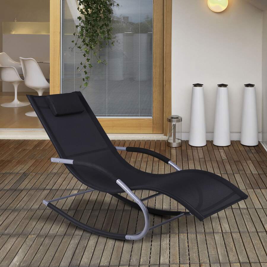 Outsunny Zero Gravity Rocking Chair Outdoor Chaise Lounge Chair ...