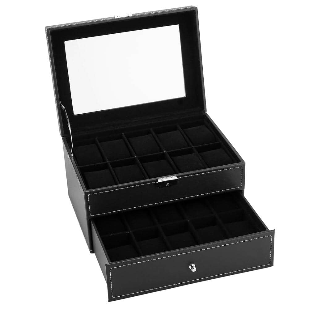 20 Compartments Dual Layers Elegant Wooden Watch Collection Box | SHEIN USA
