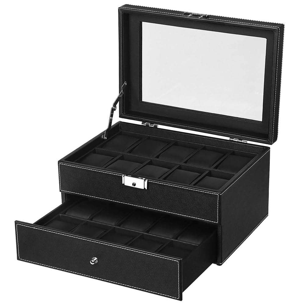 20 Compartments Dual Layers Elegant Wooden Watch Collection Box | SHEIN USA
