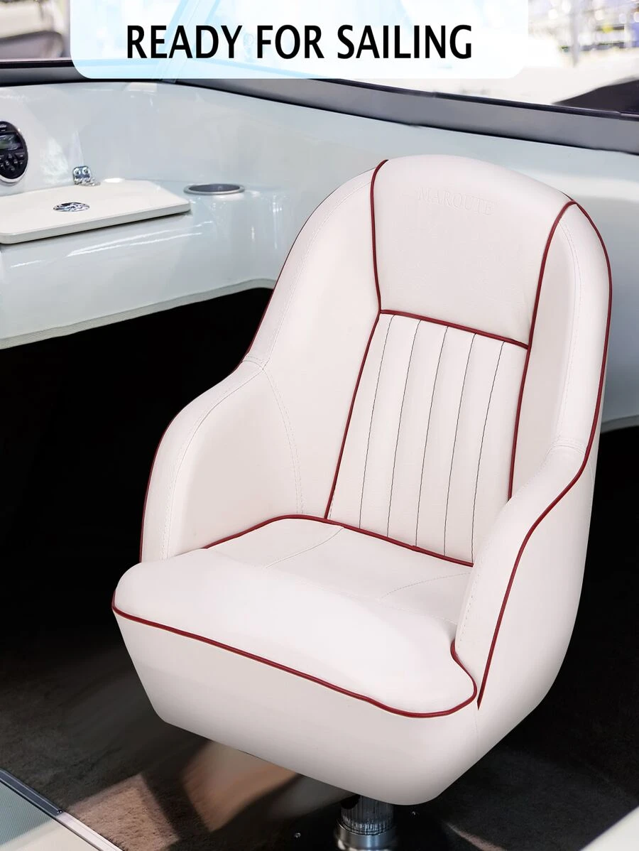 Pontoon Boat Seat Captains Bucket Seat with Boat Seat Cover White ...