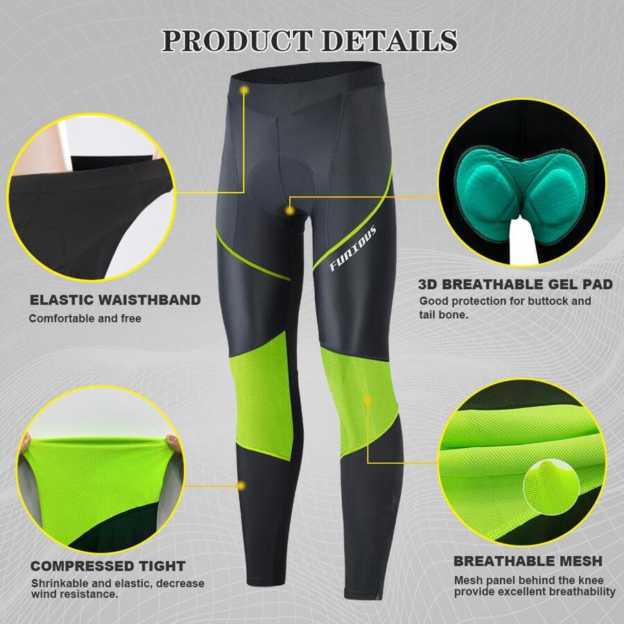 MEETYOO 3D Padded Cycling Leggings for Men: Long Compression Tights for ...