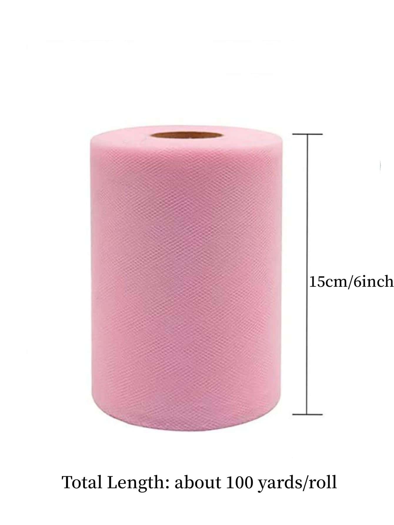Tulle Fabric Rolls 6 Inch by 100 Yards 300 ft White/Pink Tulle Ribbon ...