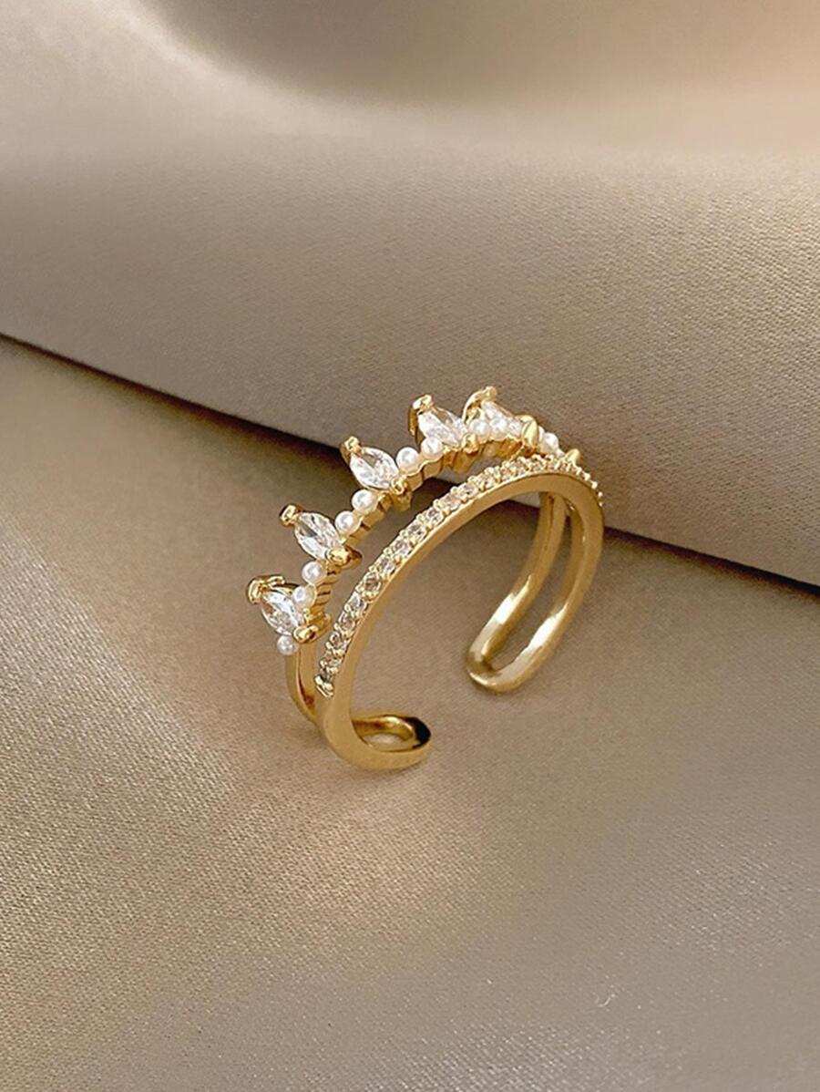 Cubic Zirconia Decor Cuff Ring | SHEIN USA