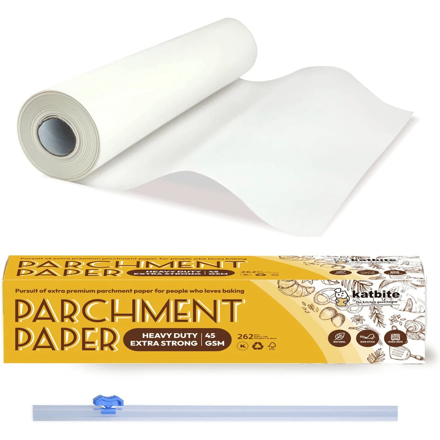 Katbite Parchment Paper Roll For Baking, 15 In X 210 Ft 260 Sq.Ft ...