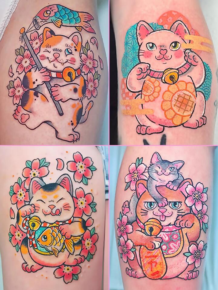 Cute Lucky Cat Tattoo