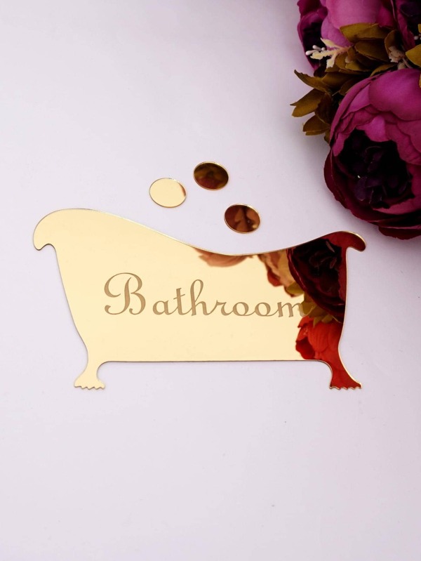 1pc Bathtub Shaped Letter Graphic Mirror Surface Bathroom Sign | SHEIN USA