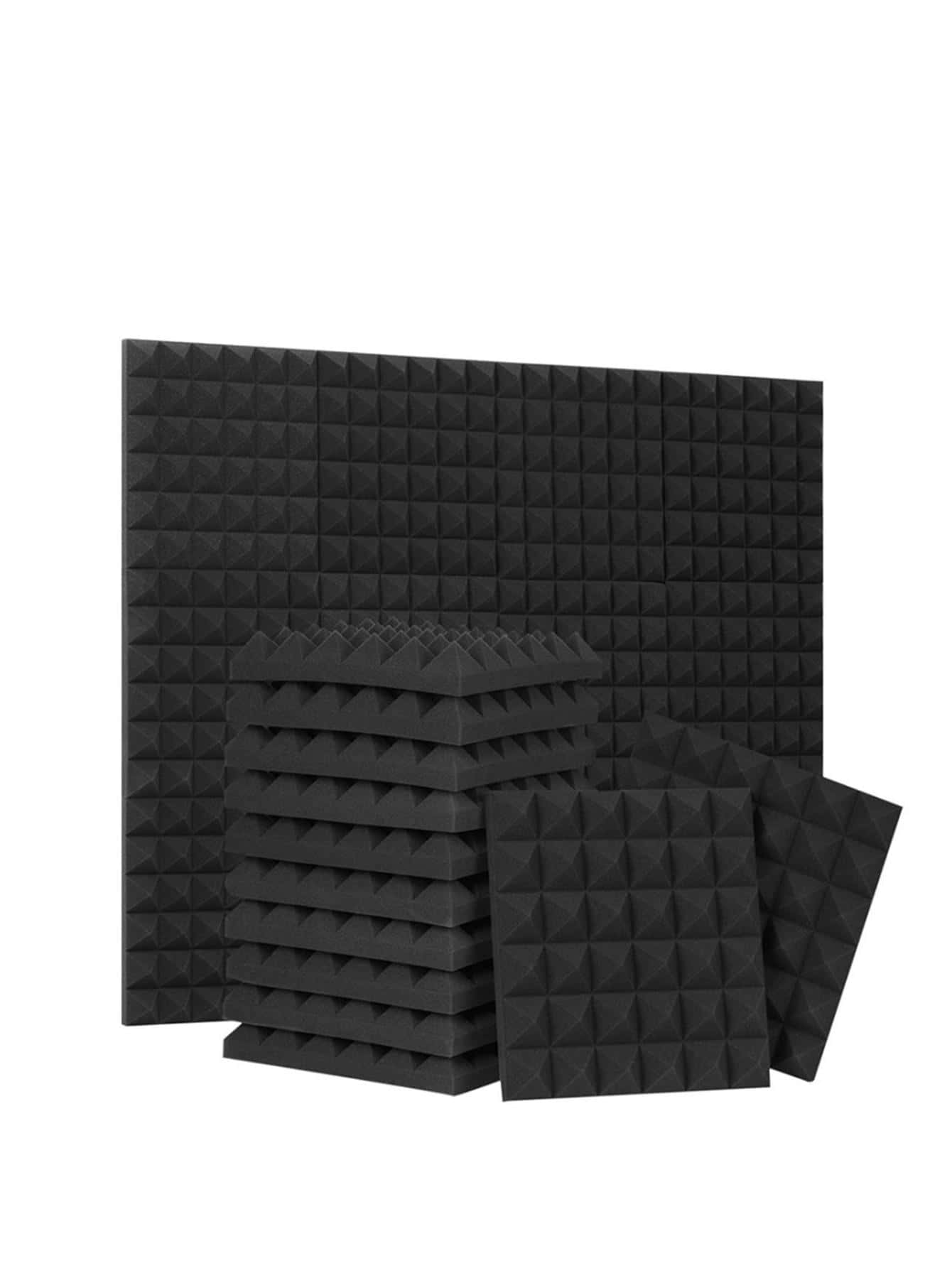 24 Pack Sound Proof Foam Panels 12 x 12 x 2 Inches Black Pyramid ...