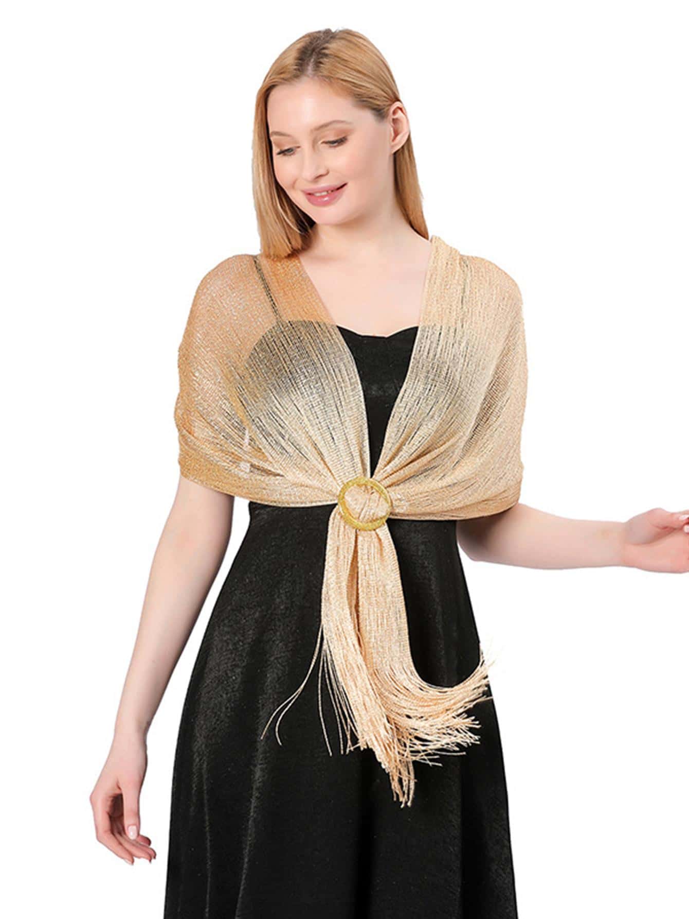 A Champagne Shawl Scarf Dual-Purpose Sexy Elegant Female Models | SHEIN USA