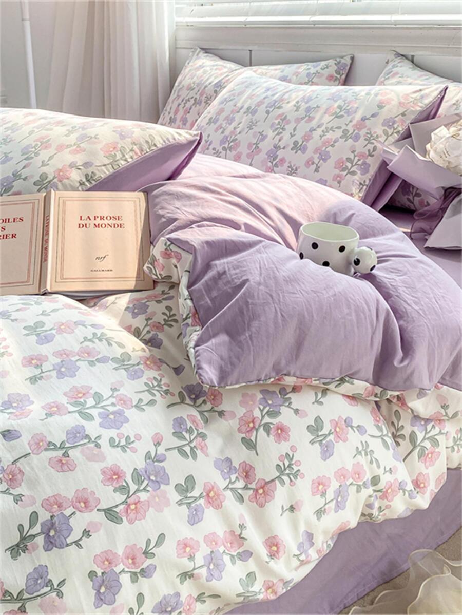 4pcs Floral Pattern Bedding Set | SHEIN USA