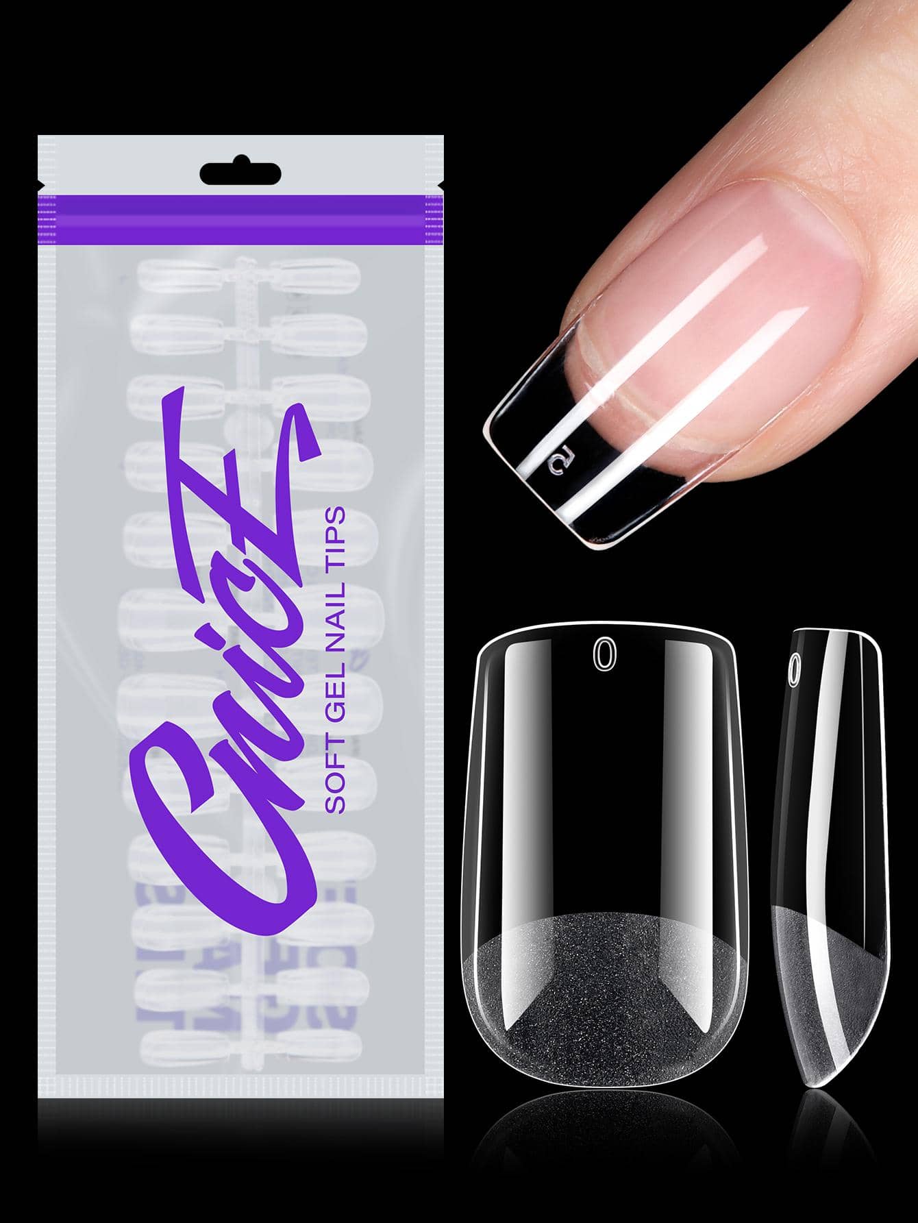 192pcs Short Square Shaped False Nails ,12 Sizes Inner Semi Frosted ...