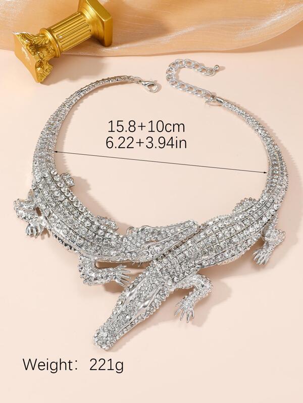 1pc Double Alligator Encounters With Rhinestone Embellished Fashionable ...