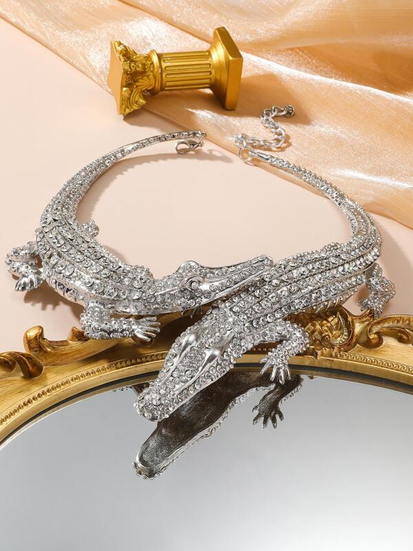 1pc Double Alligator Encounters With Rhinestone Embellished Fashionable ...