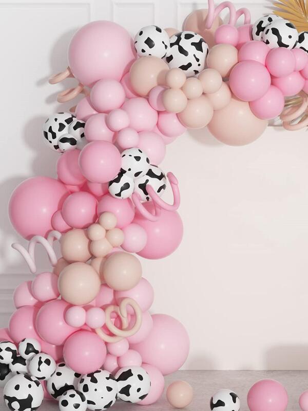 108Pcs Farm Print Cow Pink Balloons Garland Arch Kit for Western ...
