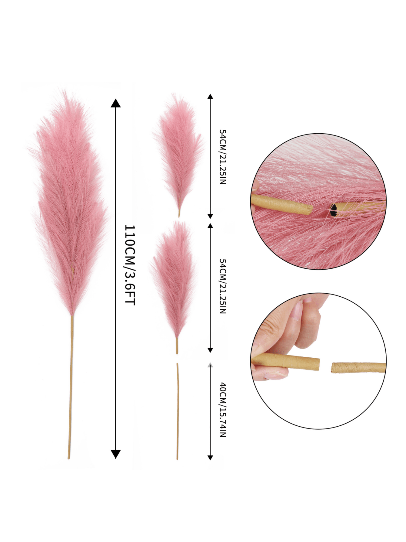 4Pcs Faux Pampas Grass,Set of 4 Stems Large 43''/110CM Tall Artificial ...