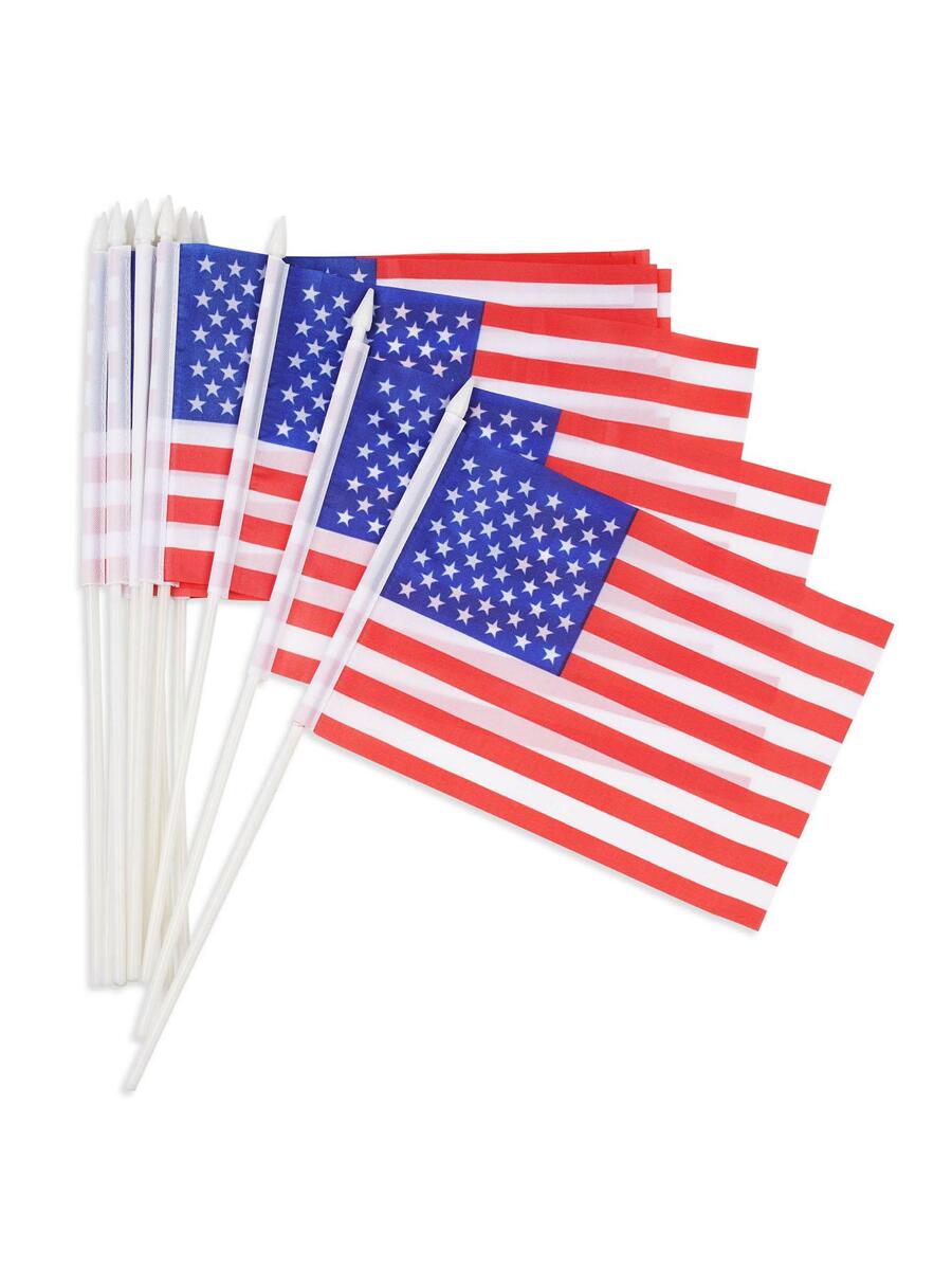 Yescom 12 Pcs Handheld Mini Stick Flag Double Sided 5"X8" American ...