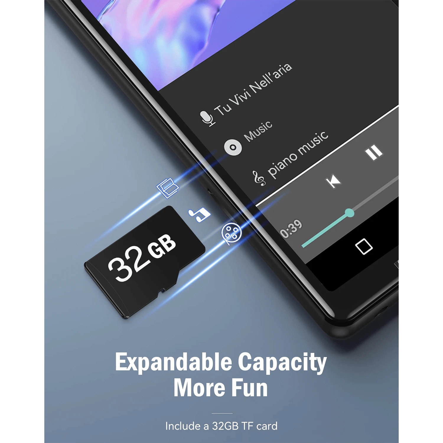 AGPTEK 40GB MP3 Player With Bluetooth And WiFi, 4" Full Touch Screen ...