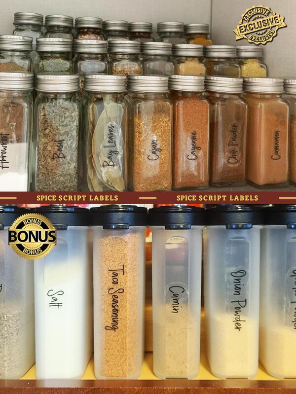 136pcs Spice Labels - Clear Spice Jar Labels Preprinted for Seasoning ...