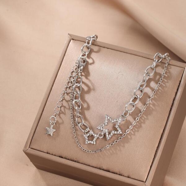 A personalized metal chain rhinestone meteor clavicle chain Women go ...