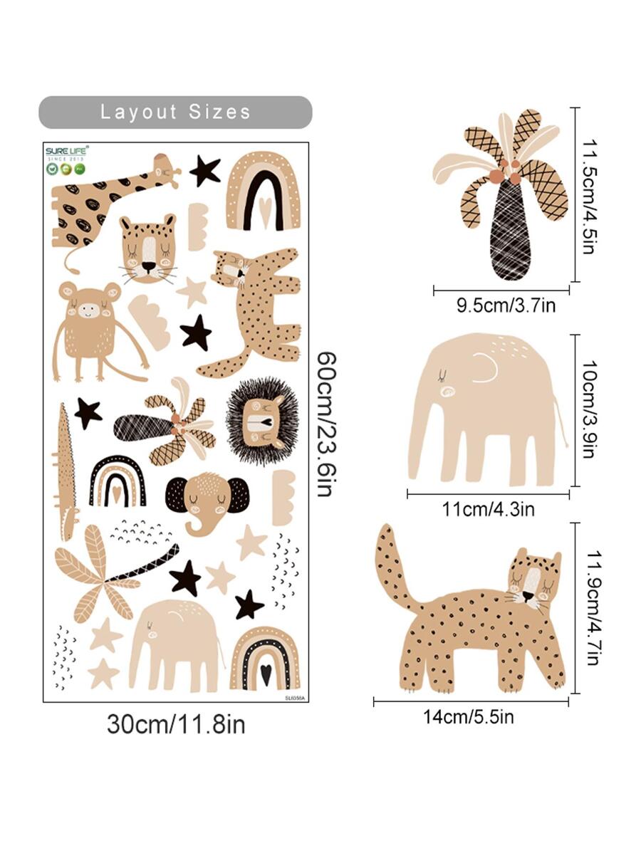 1pc Boho Cartoon Animals Vinyl Wall Stickers Kids Room Nursery Decor ...