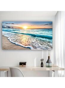 1Pc Frameless Beach Sunset Wall Art Posters Large Landscape Canvas ...