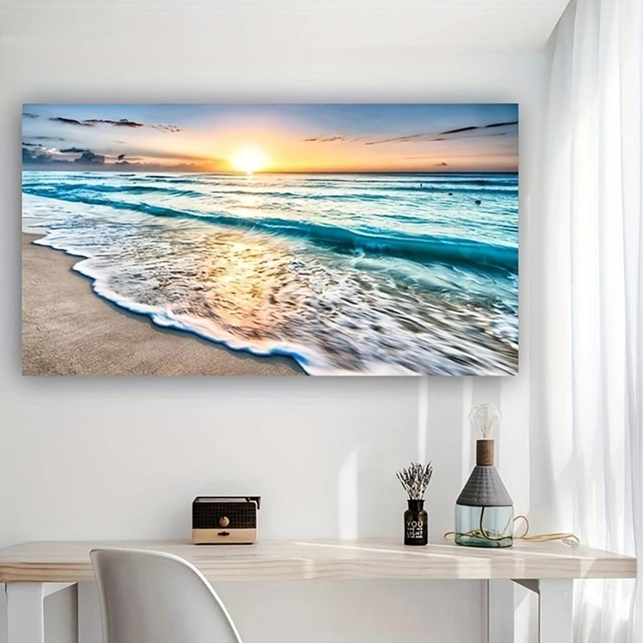 1Pc Frameless Beach Sunset Wall Art Posters Large Landscape Canvas ...