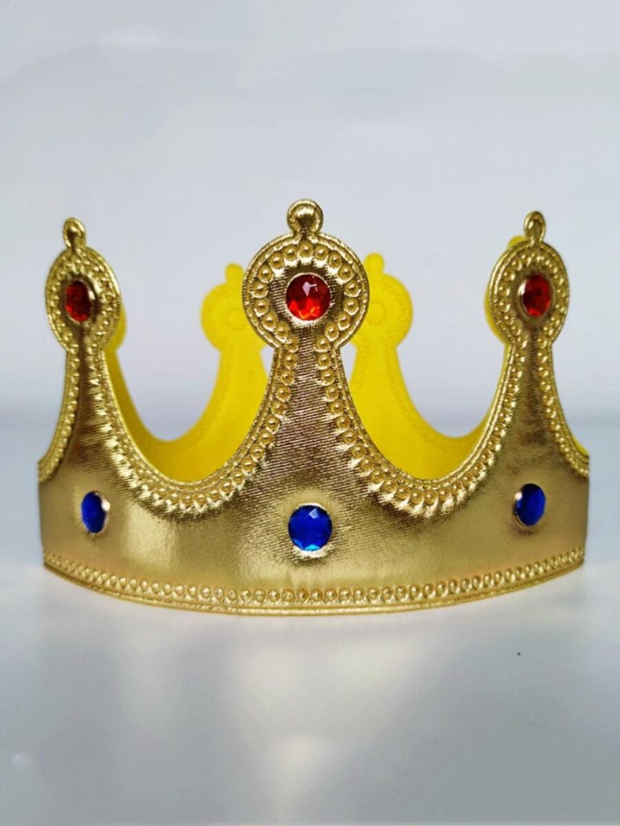 1 Piece Of Adult Golden King Crown, Rhinestone Cloth Prince Costume ...