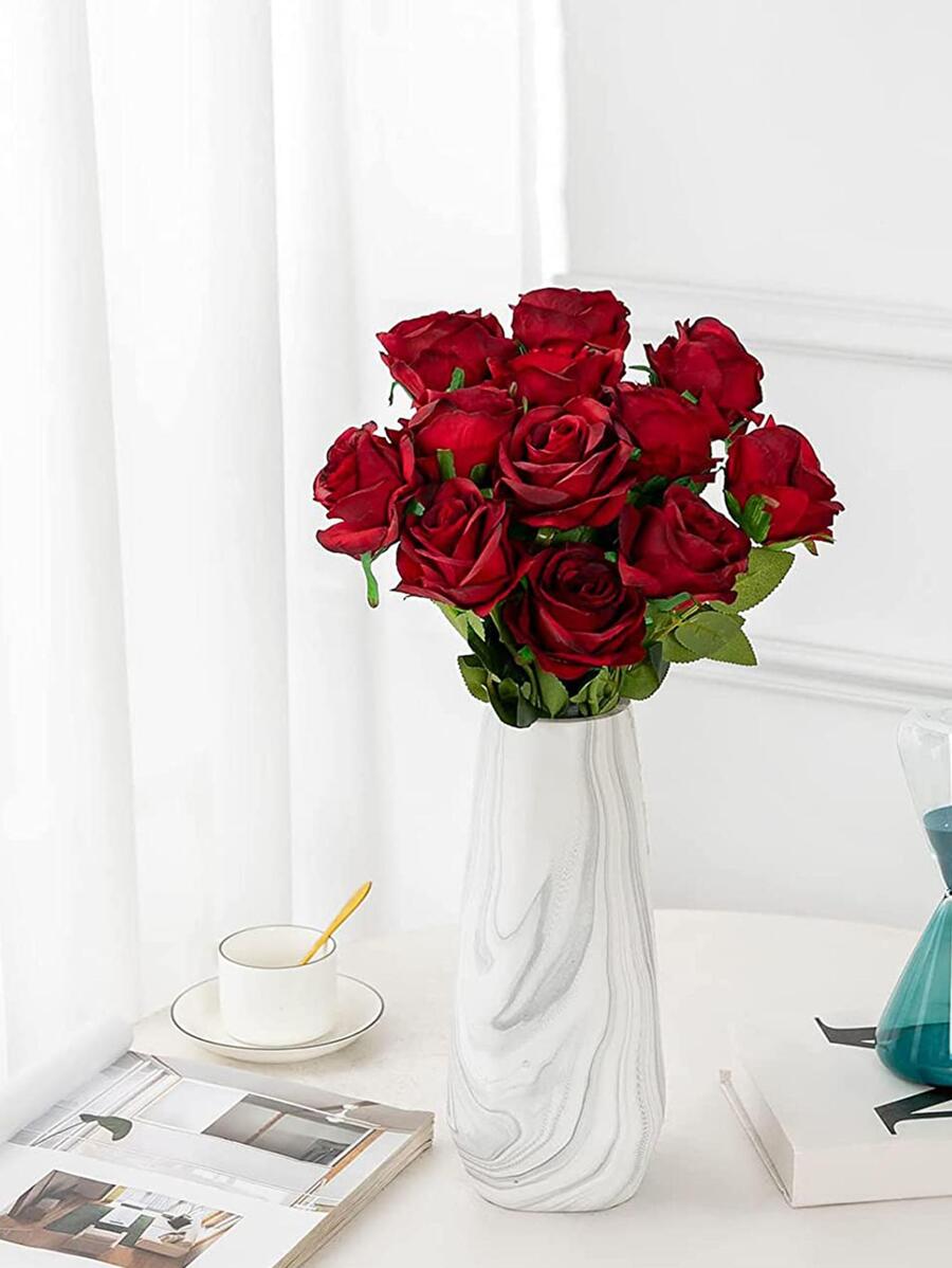 10 Bouquets Artificial Roses Flowers Realistic Blossom Roses Real Touch ...