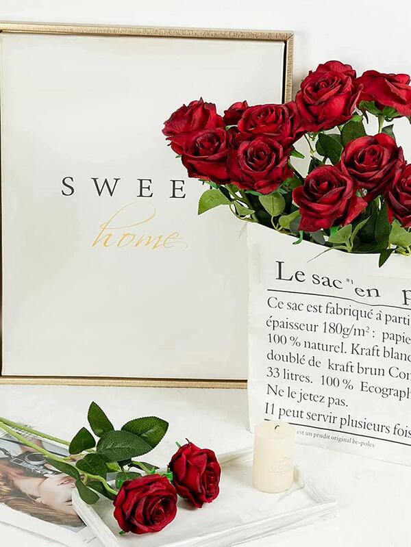 10 Bouquets Artificial Roses Flowers Realistic Blossom Roses Real Touch ...