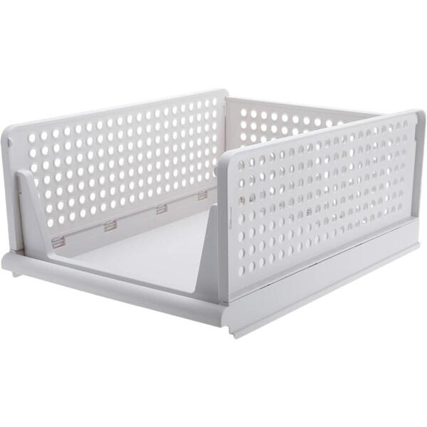 Folding Wardrobe Storage Box 4-Pack Plastic Drawer Organizer Stackable ...