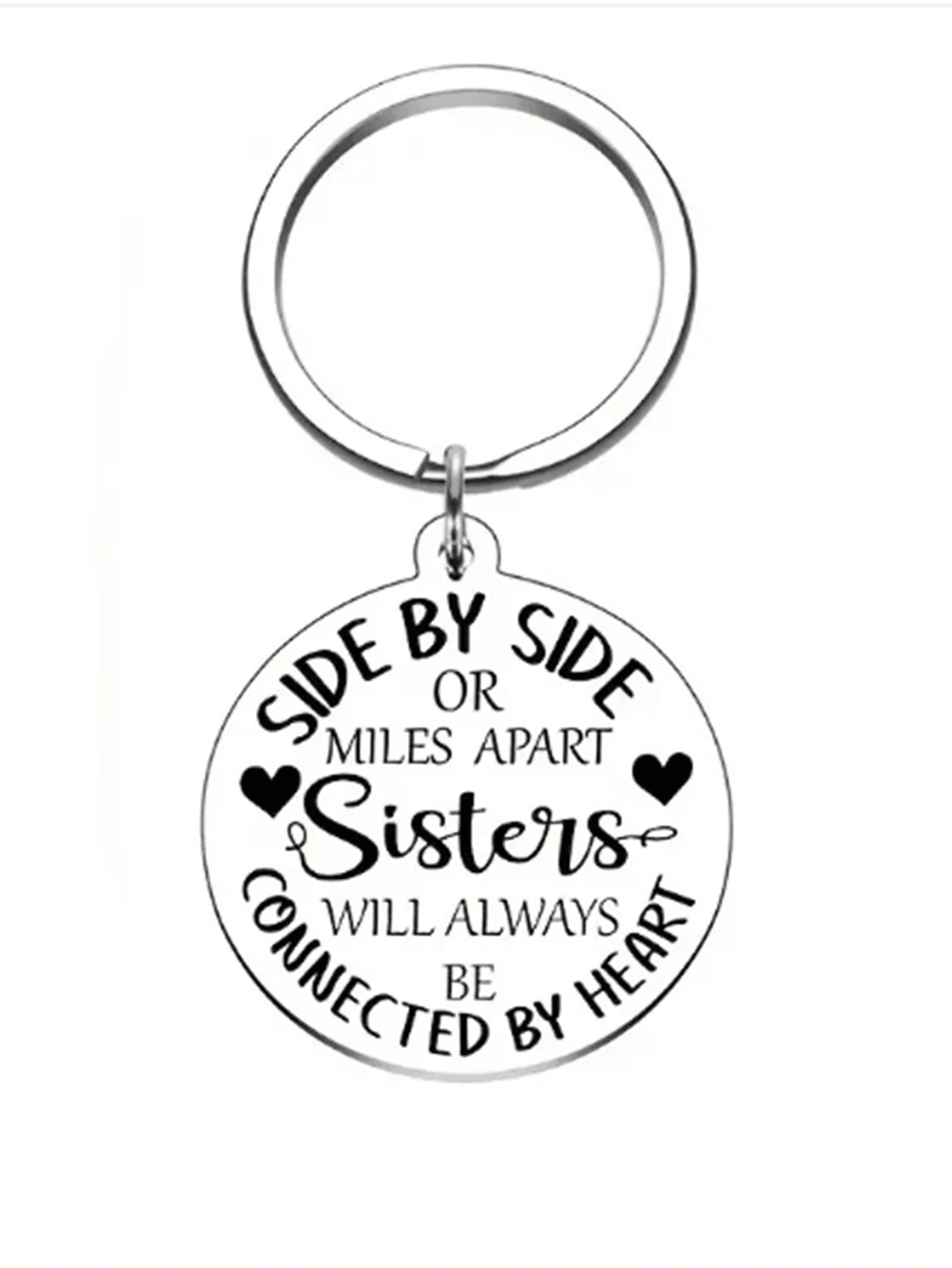 Street 1pc Stainless Steel Keychain Side By Side Or Miles Apart Sisters ...