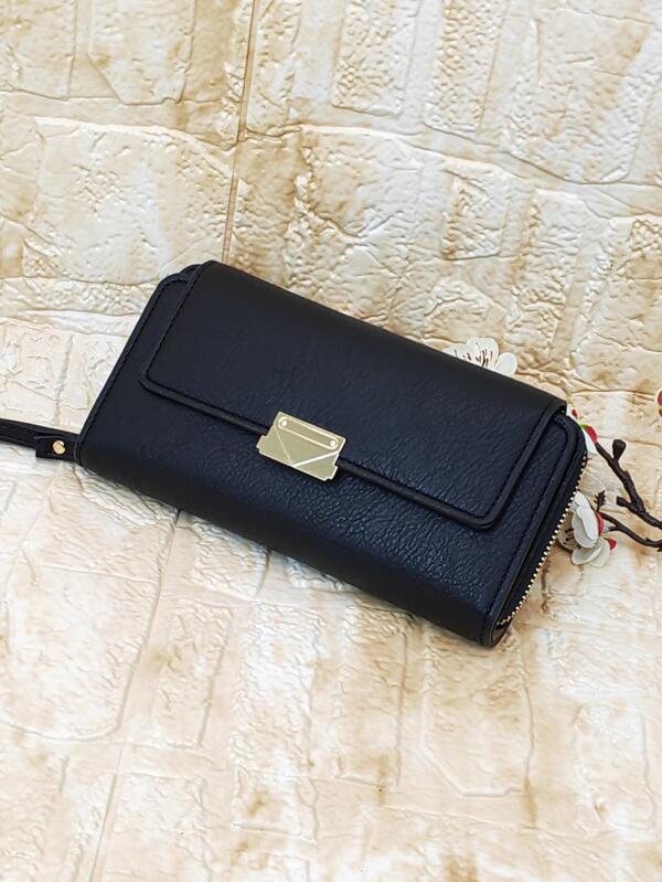 Solid Color Long Wallet Multifunctional PU Flap Lightweight Modern ...