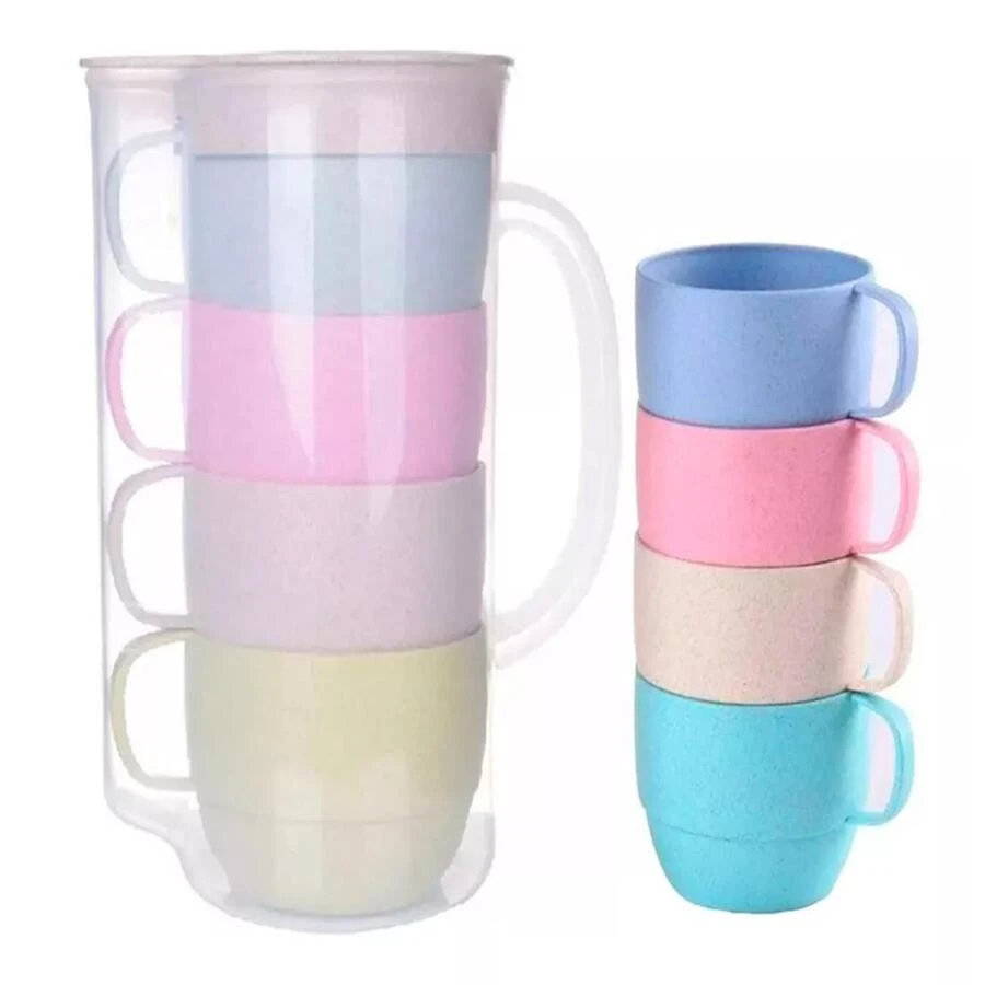 Jug 4 Cups Glasses Organic Wheat Fiber Travel Camping Space Saver Small ...