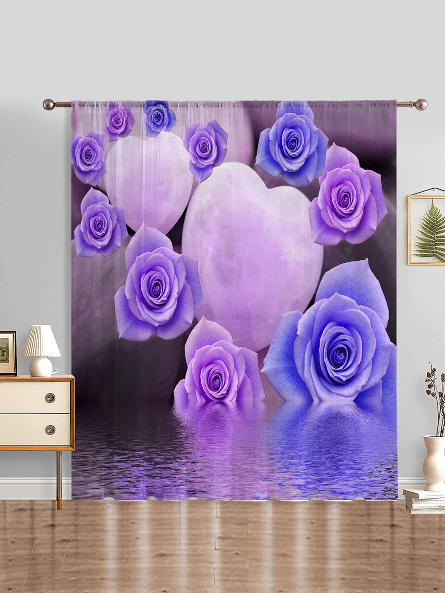 Floral Pattern Single Panel Sheer Curtain | SHEIN USA