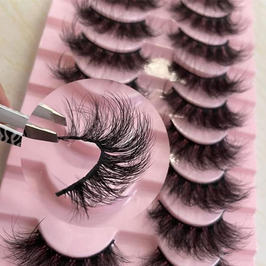 False Eyelashes,10Pairs Eyelashes Faux Mink Eyelashes Long Lasting ...