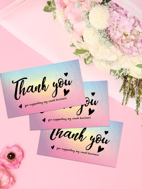 50Packs Holographic Colorful Thank You Cards, Greeting Blank Cards ...
