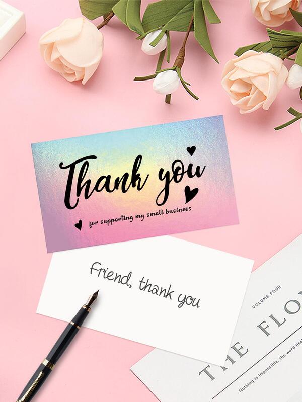 50Packs Holographic Colorful Thank You Cards, Greeting Blank Cards ...